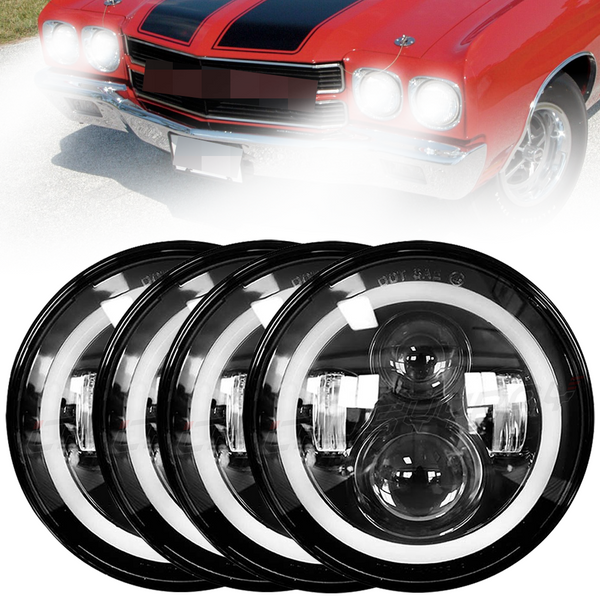 4x Round Projector LED Halo Headlights 5.75" – Racing Precision Motorsports